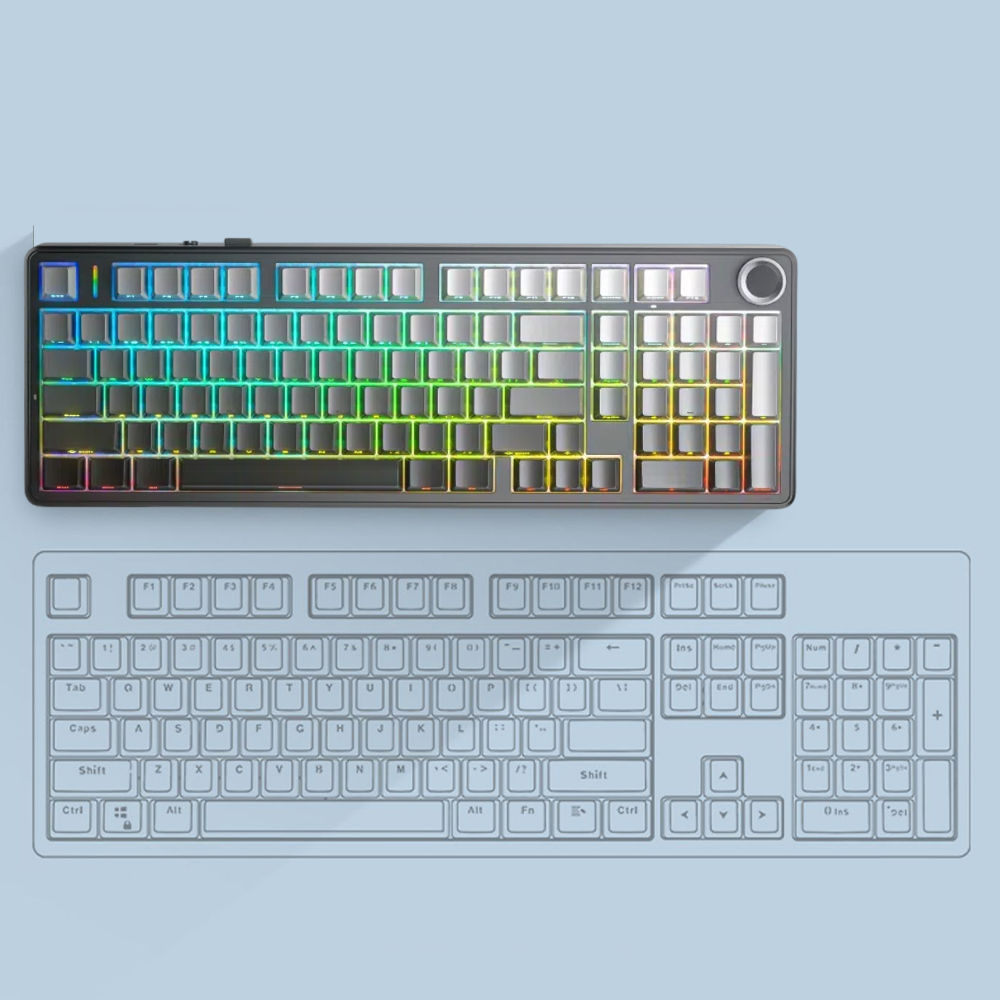 AULA F99 Pro Gasket Mechanical Keyboard-Gradient grey side-engraved ke ...