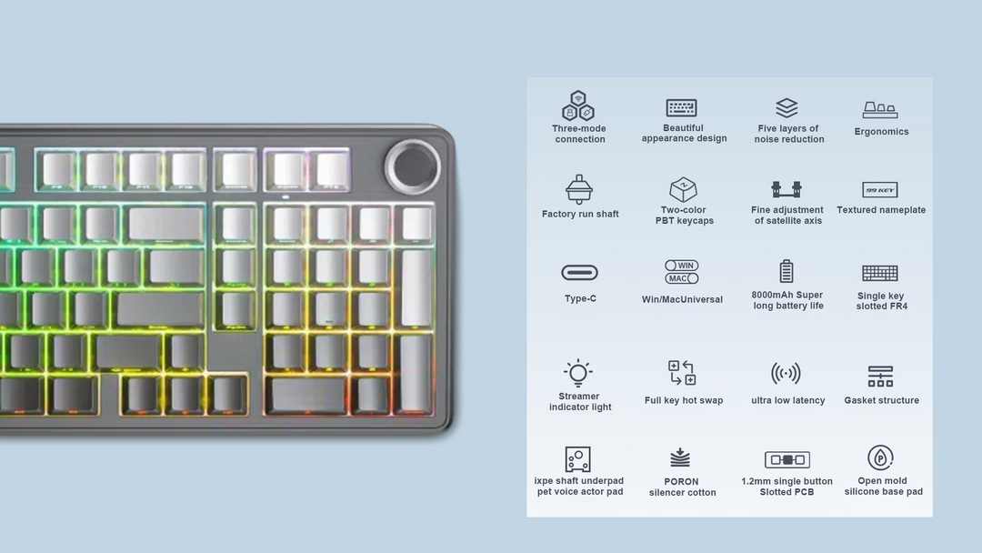 AULA F99 Pro Gasket Mechanical Keyboard-Gradient grey side-engraved ke ...